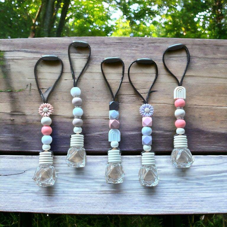 Refillable Essential oil diffuser - Hanging Glass pendant with beads ...